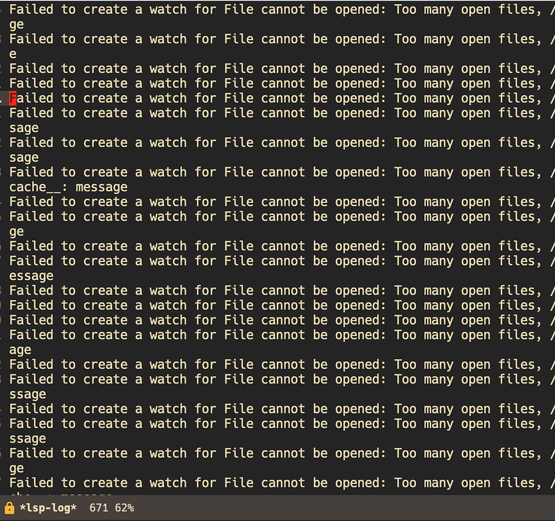 使用 lsp-pyright ,提示 too many open files, 大家有没有遇到过这种情况? - Emacs-general ... 使用 lsp-pyright ,提示 too many open files, 大家有没有遇到过这种情况? - Emacs-general ...