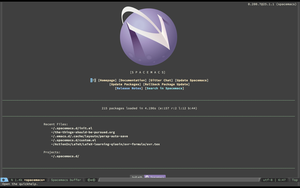 [已解决]希望隐藏或关闭掉 Spacemacs 启动的界面 - Spacemacs - Emacs China