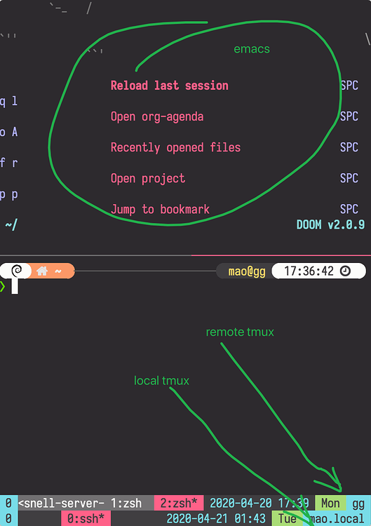 tmux 与 emacs 的集成：emacs-tmux-pane - Emacs-general - Emacs China