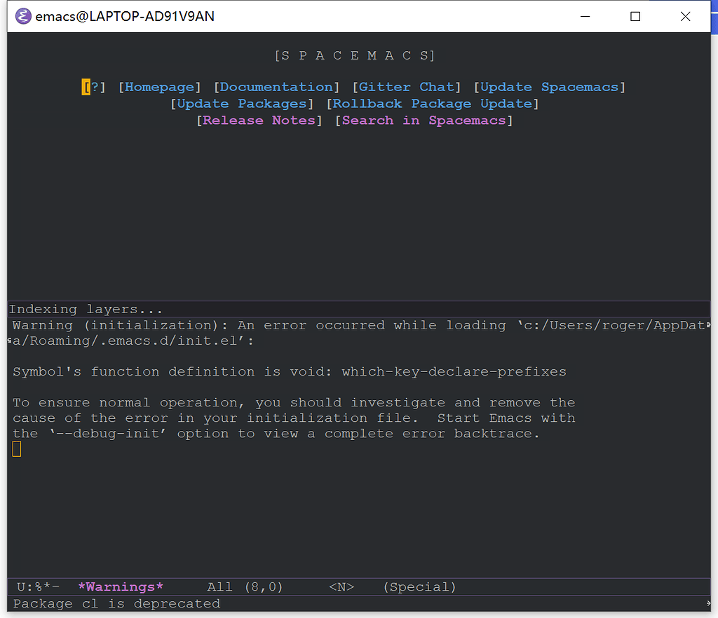 Spacemacs安装失败，提示"symbol's function definition is void which-key-declare-prefixes" - Spacemacs ...