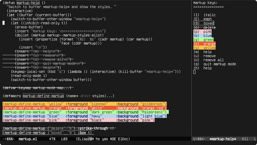 markup.el: 在读代码的时候对代码进行花样高亮标记 - Programming - Emacs China
