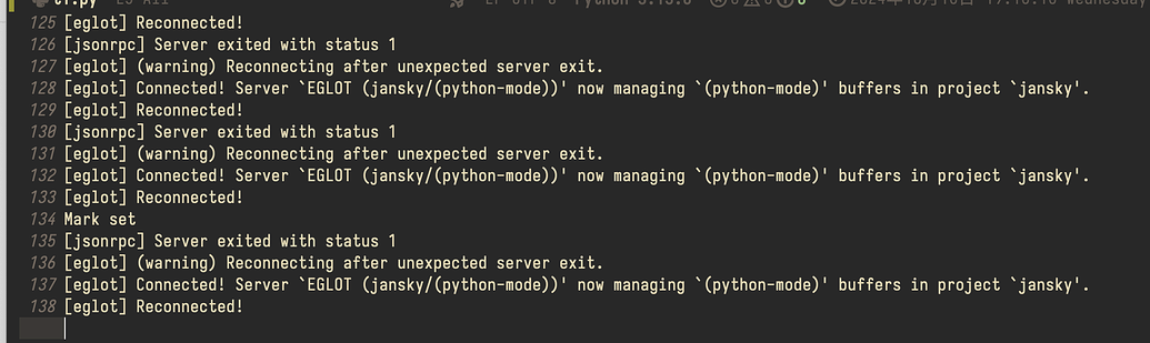 Mac里emacs用eglot使用pyright一直显示reconnected，linux下都没事，怎么回事呀 - Emacs-general - Emacs China