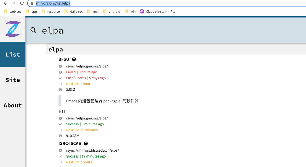 推荐一个镜像聚合网站 mirrorz.org - 闲聊灌水 - Emacs China
