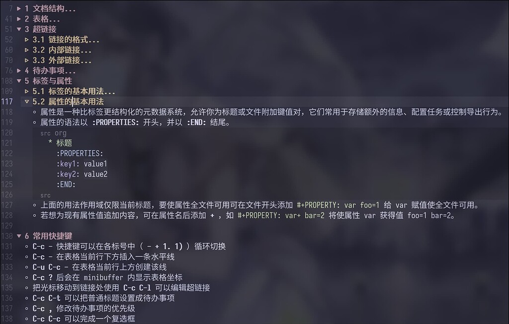 参考org手册 写了一个五分钟快速入门的笔记，方便初学者了解org的大纲 - Emacs-general - Emacs China