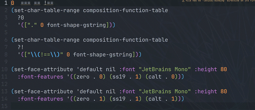 糊了一个font features的支持 - Emacs-general - Emacs China
