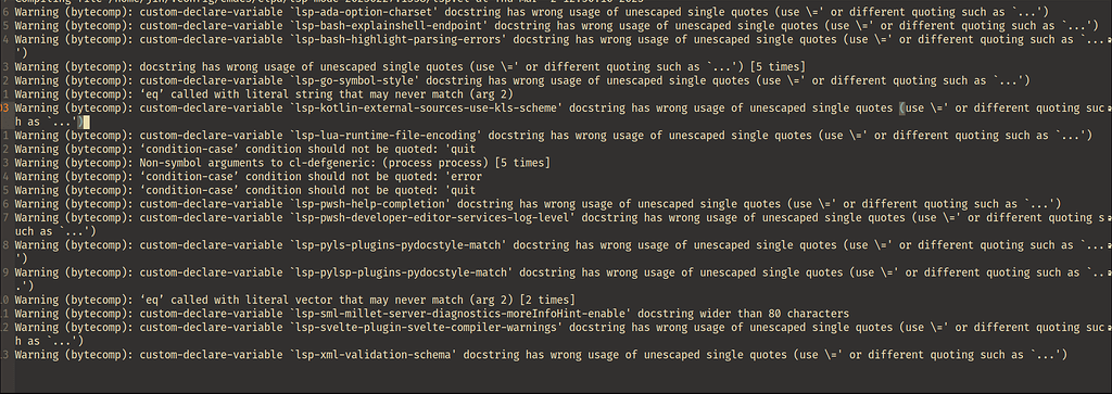 求助 Use Package自动安装包lsp Mode出现很多的warning Emacs General Emacs China 
