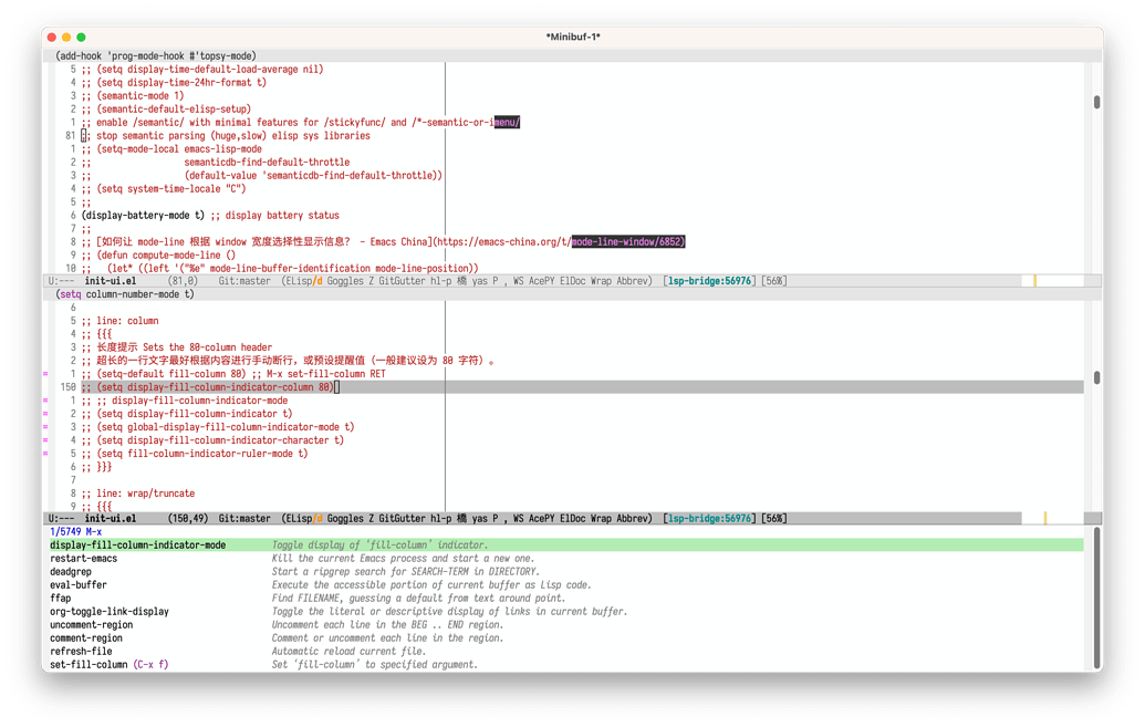  Display fill column indicator mode Emacs general