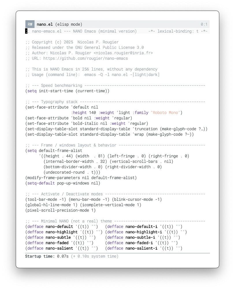 Rougier 发了一个 256 行无插件的 Nano Emacs - Emacs-general - Emacs China