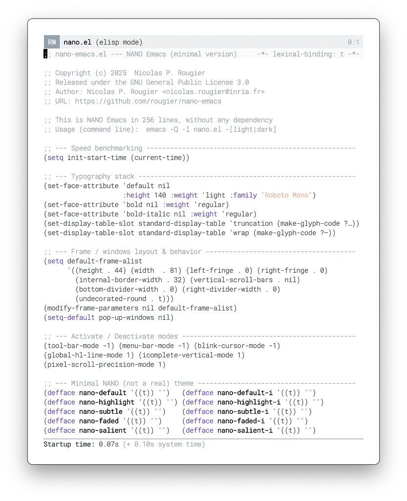 Rougier 发了一个 256 行无插件的 Nano Emacs - Emacs-general - Emacs China