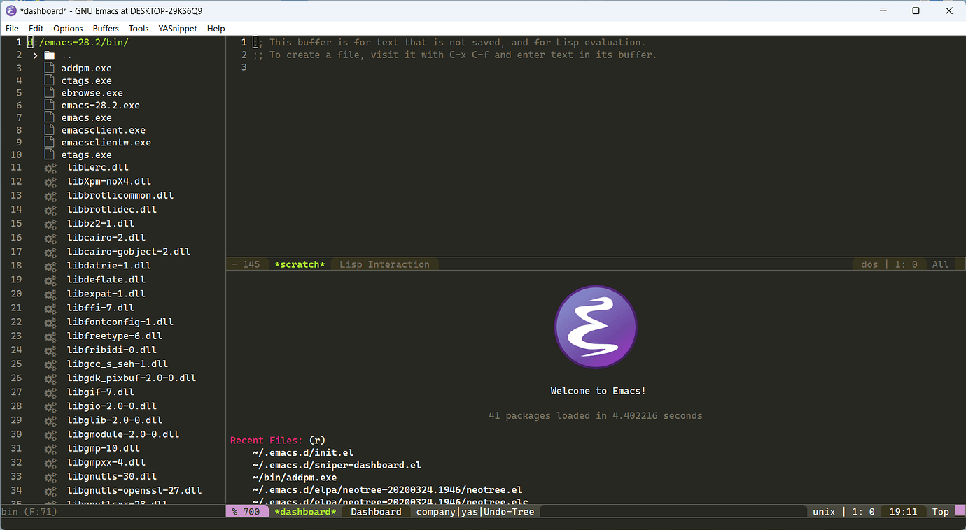 我的Emacs28.2同时安装dashboard和neotree时启动界面会多出一个scratch - Emacs-general ... 我的Emacs28.2同时安装dashboard和neotree时启动界面会多出一个scratch - Emacs-general ...