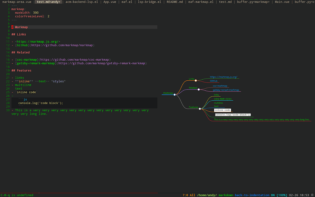 EAF 新应用 eaf-markmap : 渲染 Markdown/Org 内容为思维导图 - Emacs-general - Emacs China