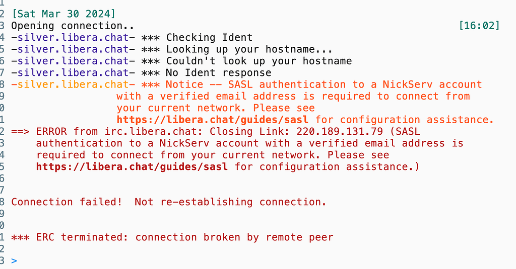 IRC connection failed - 闲聊灌水 - Emacs China