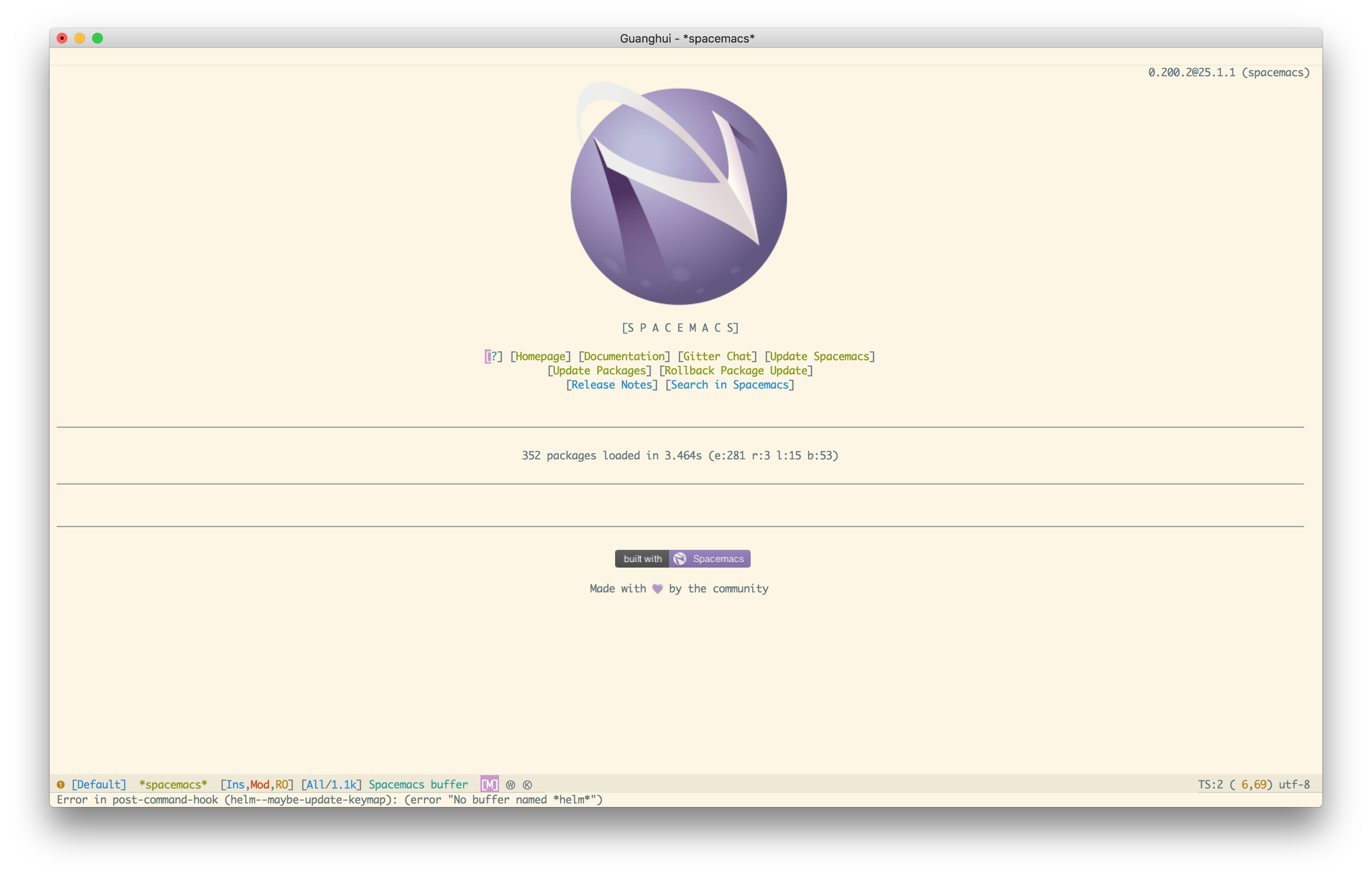 子龙山人的配置报错 Spacemacs Emacs China